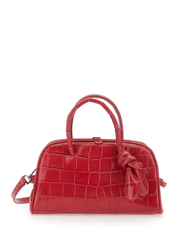 Jacquemus Mini Leather Handbag With Rigid Structure And Snap Closure - Red