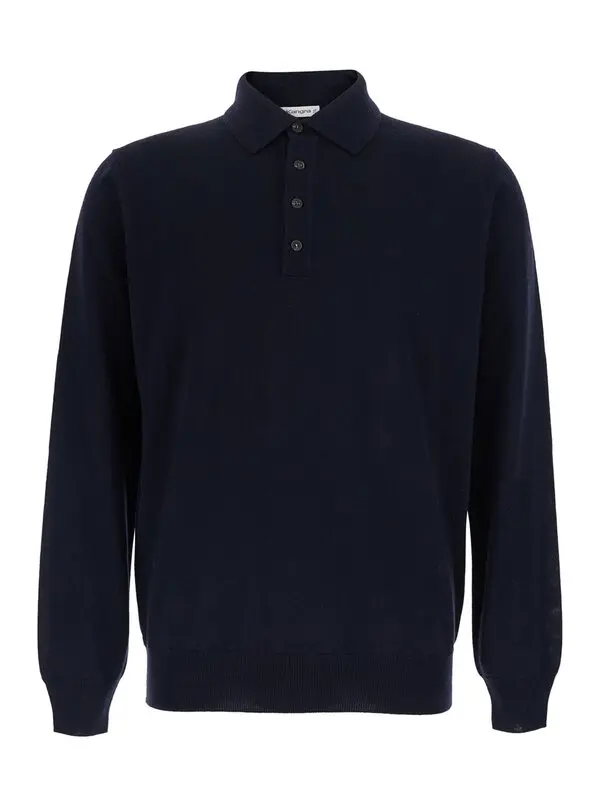 KANGRA Extra-fine Merino Wool Long-sleeve Polo Shirt With Four-button Front
