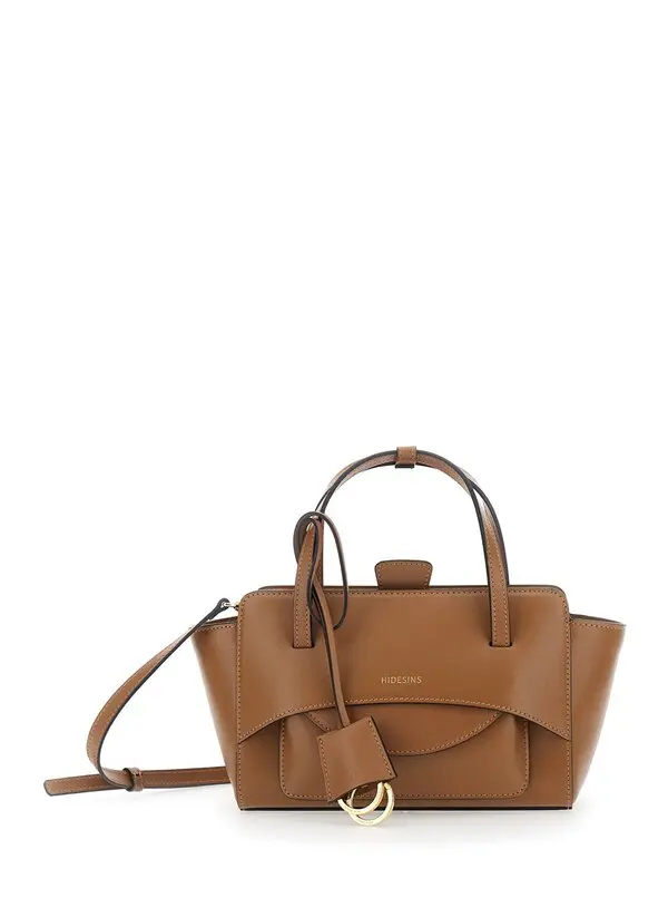 HIDESINS Mini Small Leather Handbag With Adjustable Shoulder Strap, Front Pocket & Magnetic Flap Closure - Brown