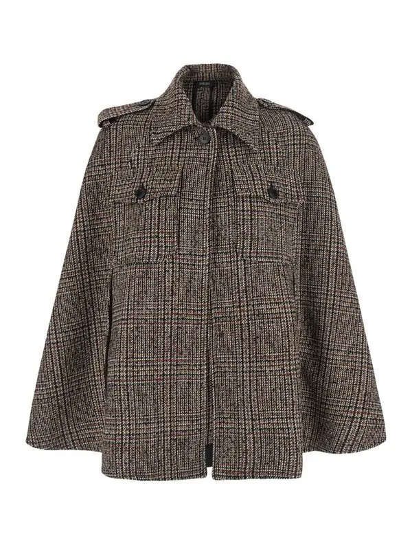 LEPLAIN Wool Short Cape With Classic Collar And Patch Pockets