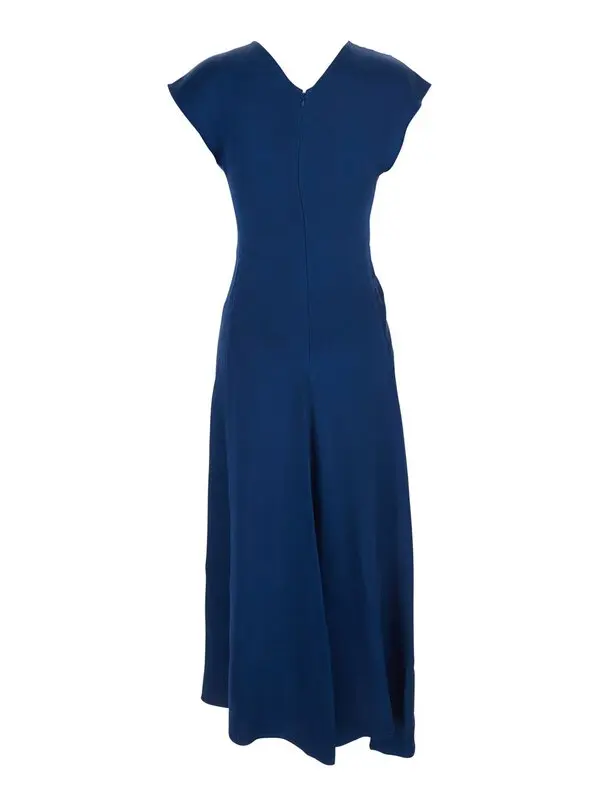 Victoria Beckham Round-neck Ruffle-front Long Dress In Viscose Blend