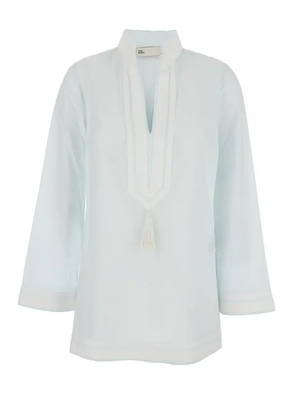 Tory Burch 100% Cotton Tunic Caftan - Light Blue
