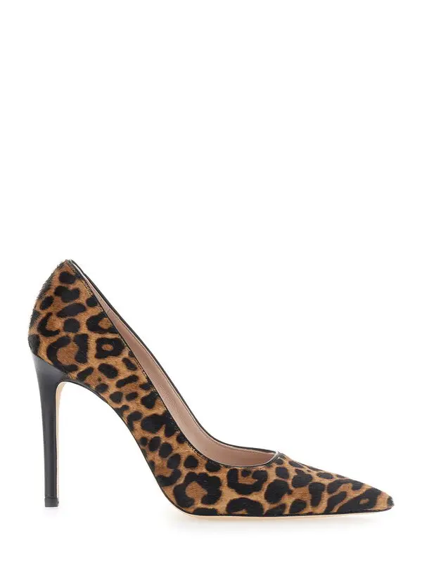 STUART WEITZMAN Stiletto Leopard Motif Leather Pumps With 10 Cm Heel
