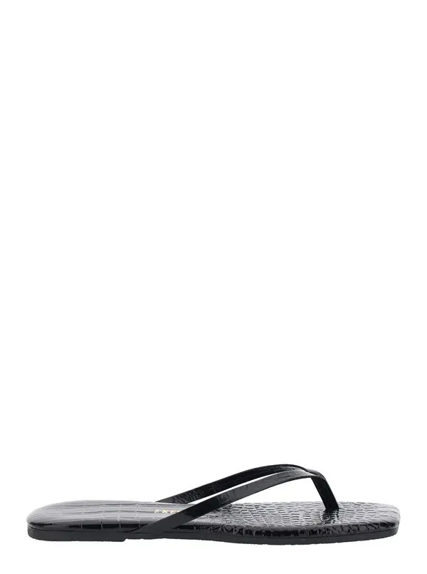 Tkees Lily Croc-effect Leather Flip-flop Sandals - Black