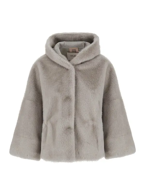 VALENTINI 1972 Short Shearling Jacket With Fixed Hood In Ecofur