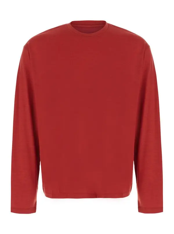 TONYWACK Relaxed Wool Long Sleeve Jersey Top With Round Neck