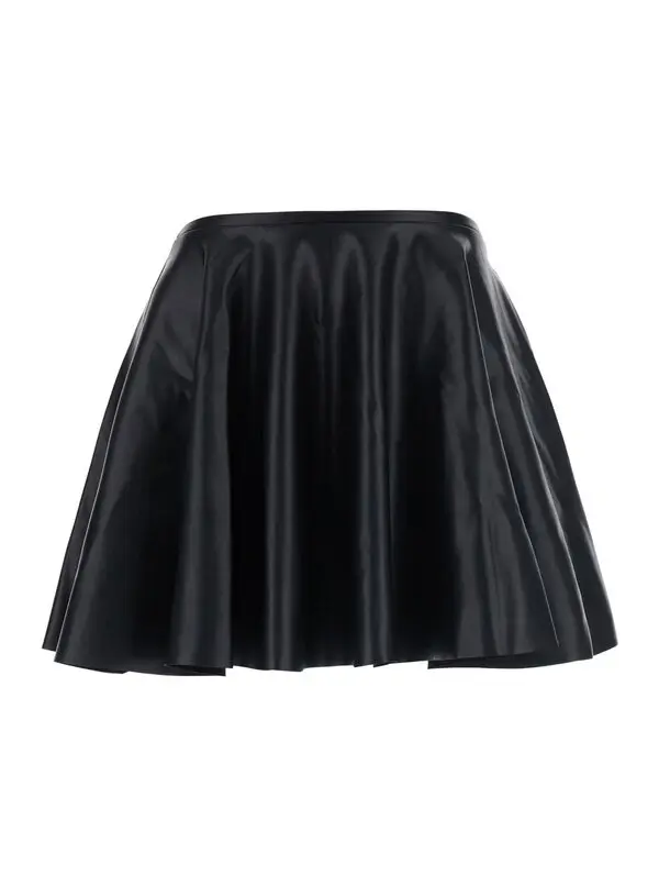 Norma Kamali High-waist Flared Mini Skirt In Leather