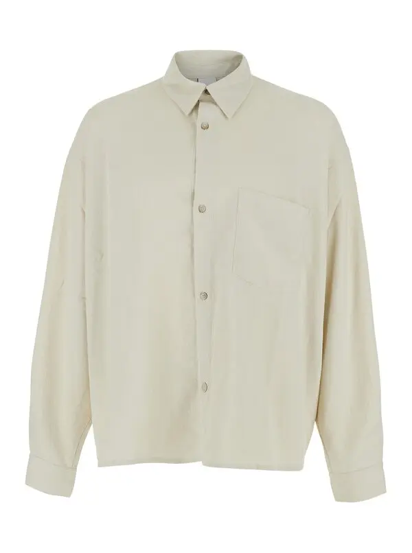 WON HUNDRED Tech Fabric Button-down Shirt With Classic Collar And Chest Pocket