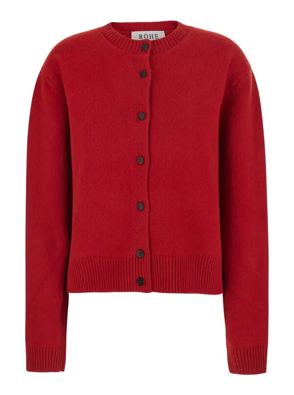 RÓHE Classic V-neck Button-front Wool Cardigan For