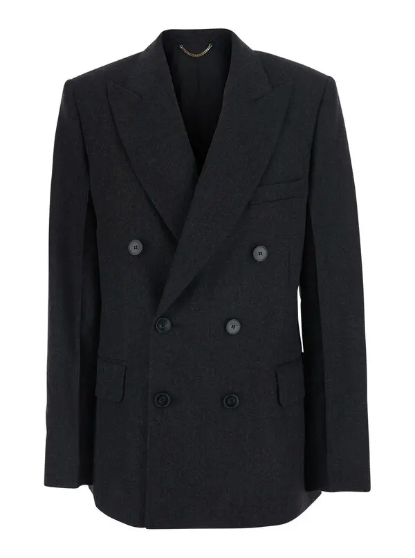 Victoria Beckham Wool Double-breasted Jacket With Notched Revers And Side Pockets