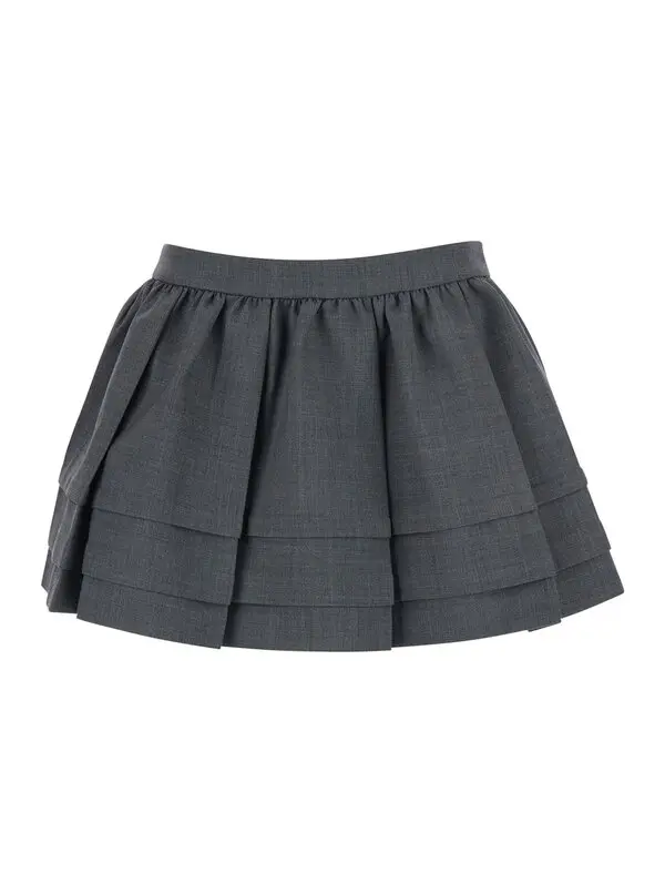 SHUSHU/TONG Tuck-detail Pleated Wool-blend Skirt