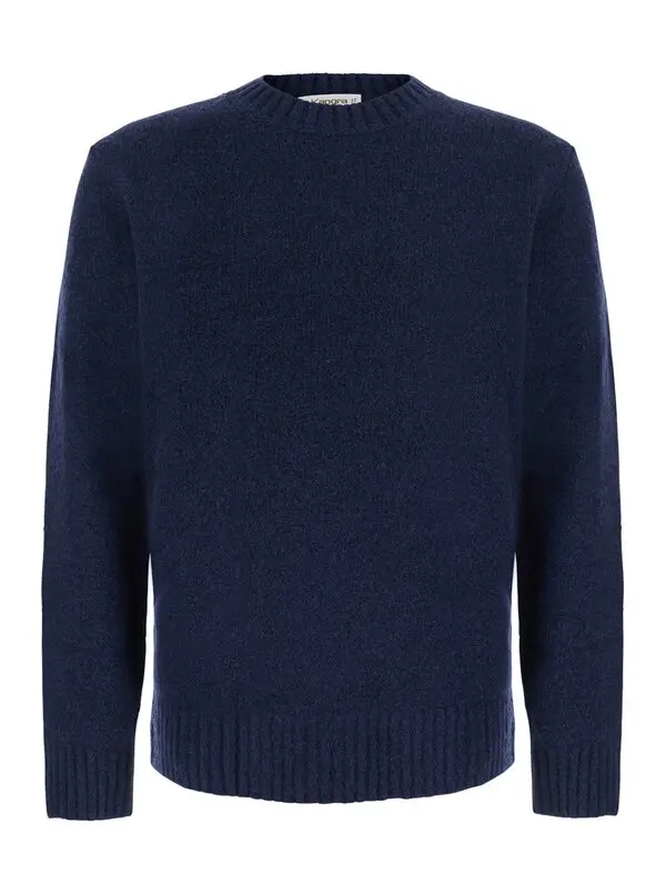 KANGRA Crew Neck Rib-trim Wool Blend Sweater