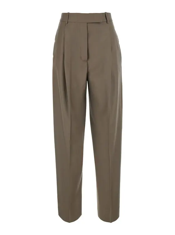 RÓHE Daria Wool Pants With Single Pleat, Belt Loops & Tapered Leg