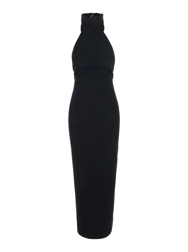 LEPLAIN Long Sleeveless Dress With High Neck, Open Back & Back Zip