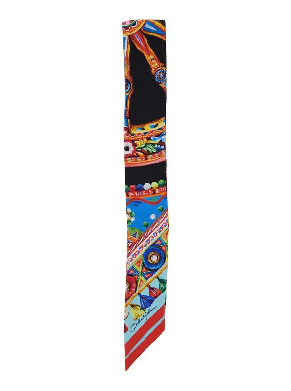 DOLCE E GABBANA Silk All-over Print Scarf For