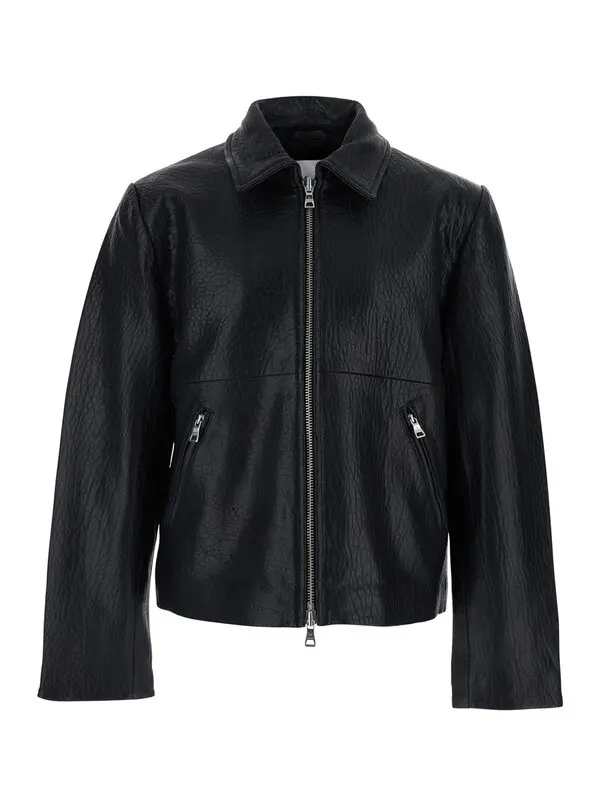 WON HUNDRED Leather Classic-collar Zip Jacket