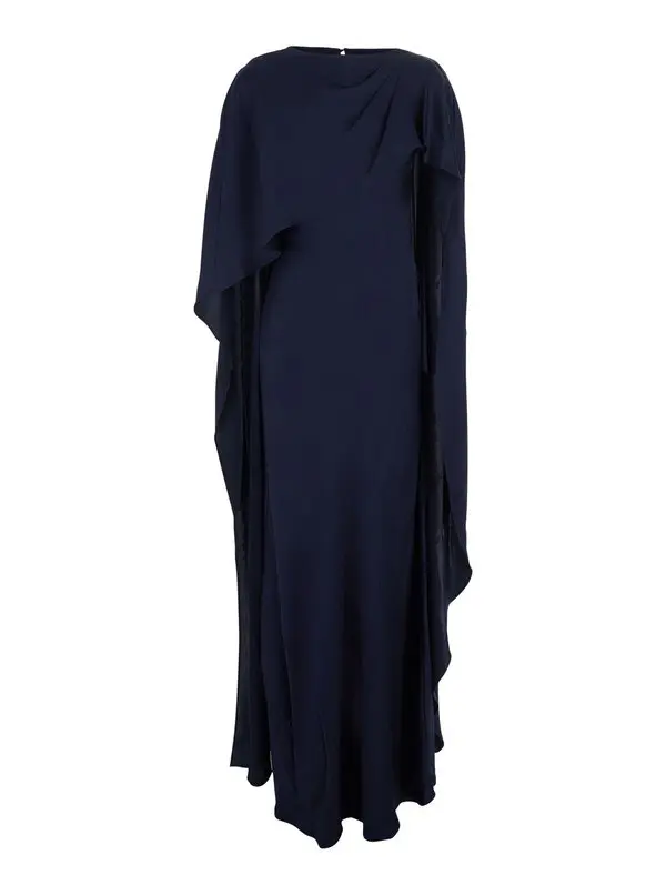 Simkhai Izel Long Dress With Asymmetric Draping And Hidden Side Zip In Stretch Tech Fabric