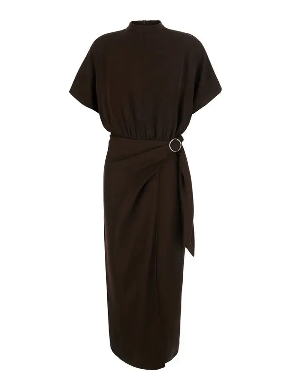 RAME Round Neck Long Sleeve Tech Fabric Dress With Back Closure
