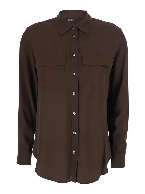 LEPLAIN Silk-blend Shirt With Applied Front Pockets