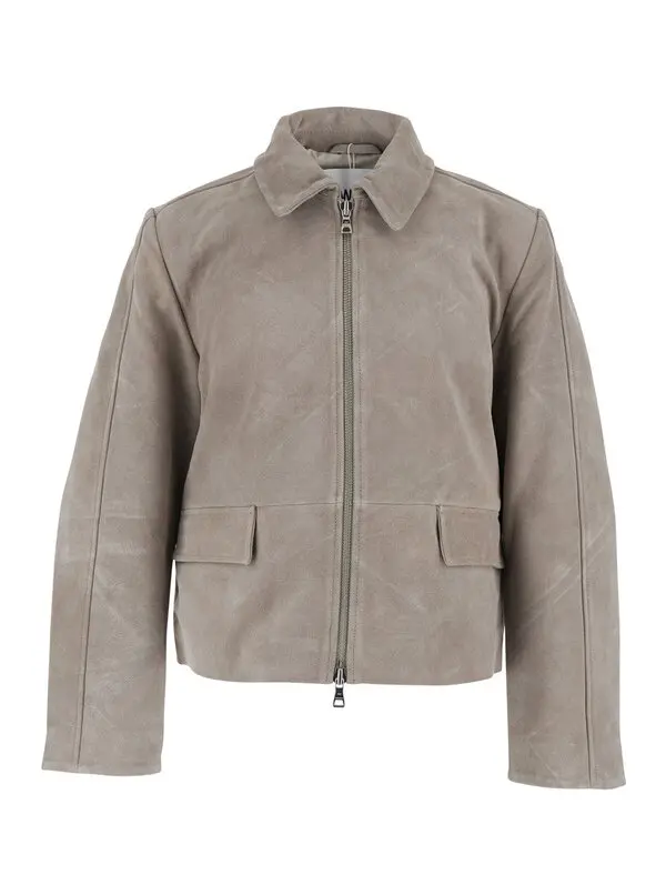 WON HUNDRED Rockridge Leather Jacket With Classic Collar And Zip Closure