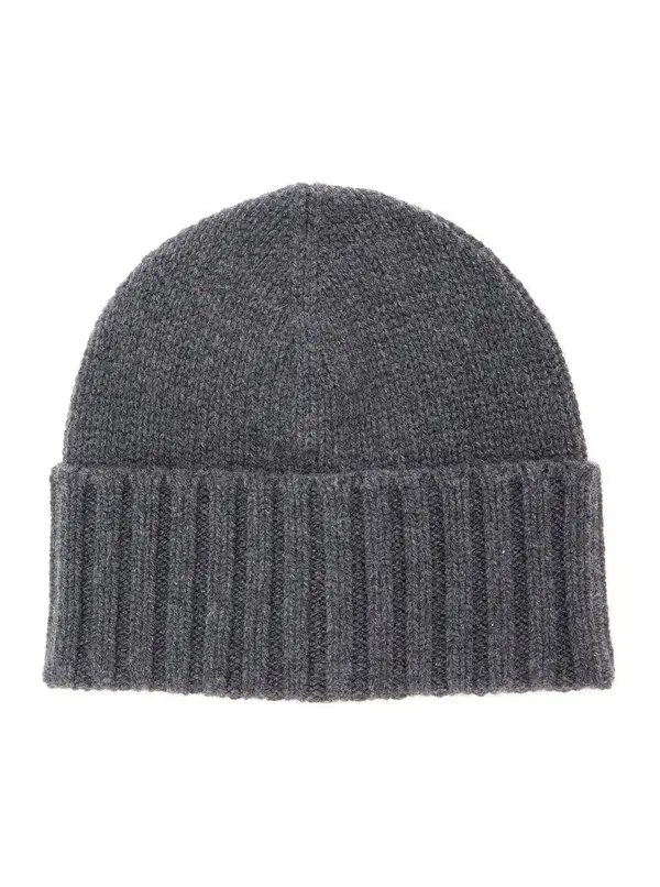 KANGRA 100% Cashmere Beanie With Fine Knit And Turned-up Hem - Grey