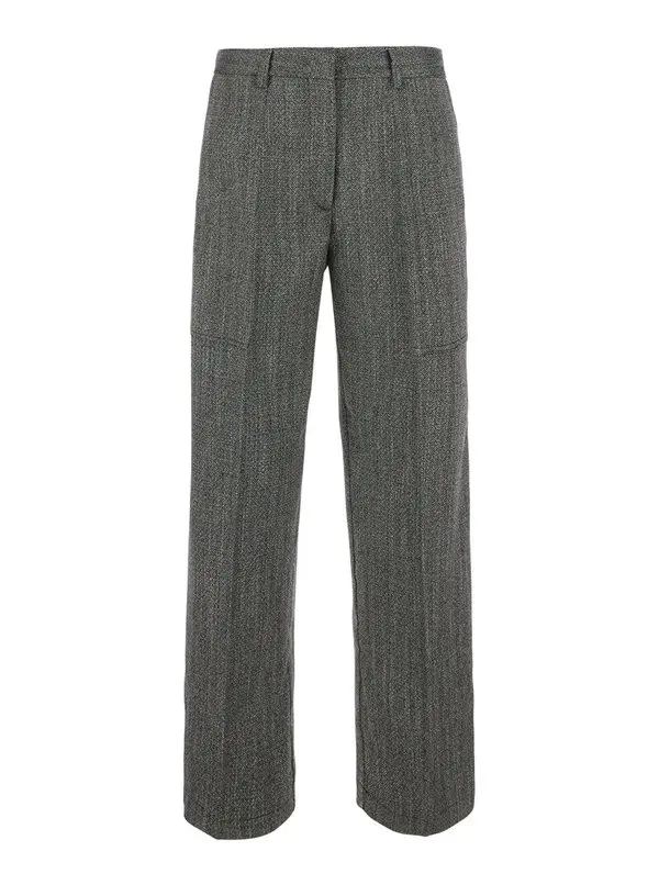 FORTE_FORTE Chevron Motif Viscose-blend Pants With Welt Back Pocket