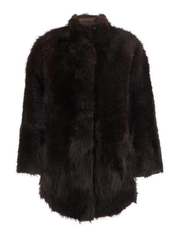 URBANCODE Faux Fur Reversible Jacket With High Collar