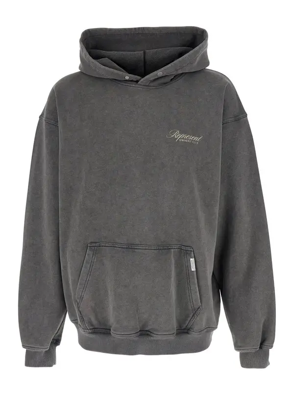 REPRESENT Faded Logo Cotton Sweatshirt With Fixed Hood And Maxi Back Print