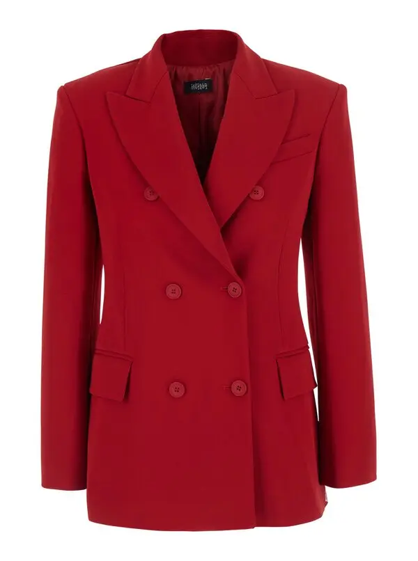 LEPLAIN Wool Blend Double-breasted Blazer With Peak Revers