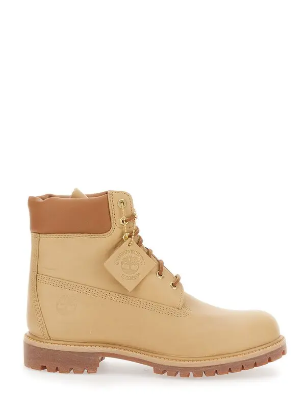 Timberland Waterproof Leather Ankle Boots With Logo Plate And Lace-up