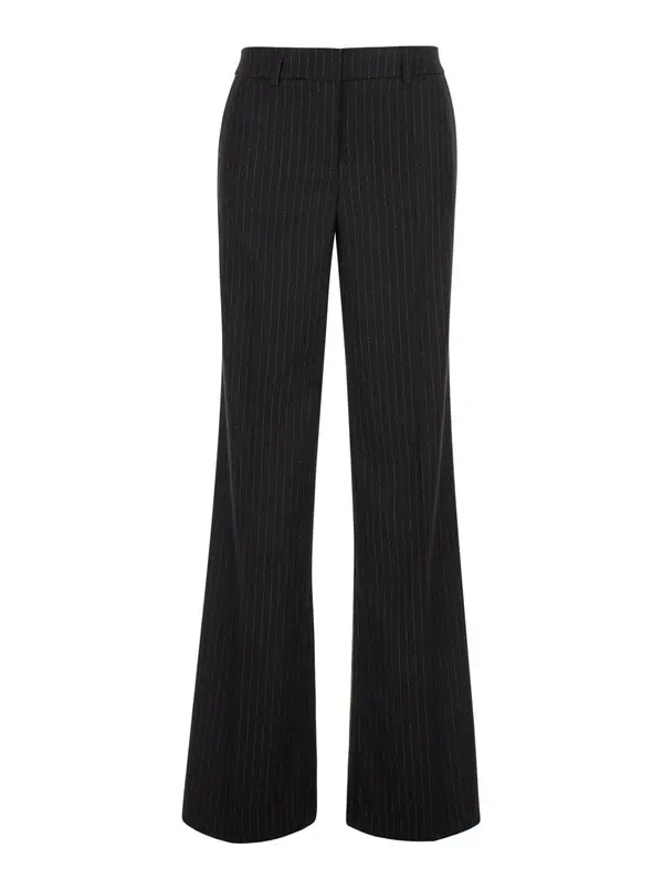 LEPLAIN Tech Fabric Flared Trousers With All-over Pinstripe Motif