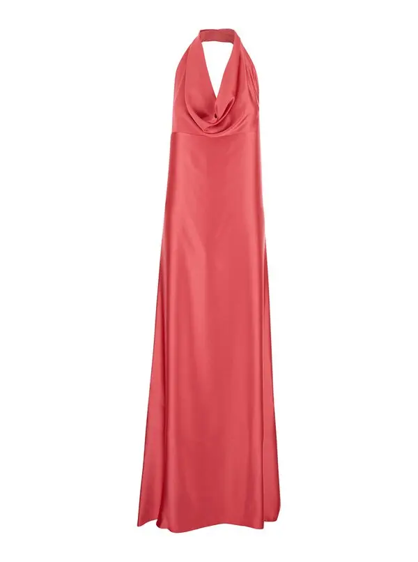 LEPLAIN Halterneck Long Dress With Draped Neckline And Open Back