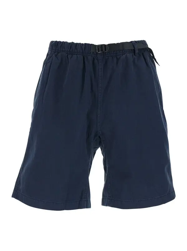 Gramicci Cotton Bermuda Shorts With Elastic Waist And Buckled Belt - Blu
