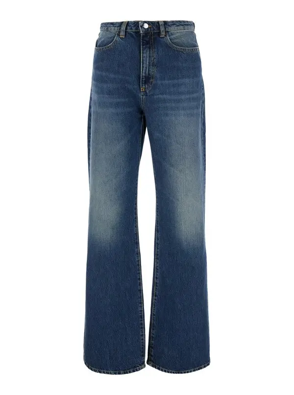 ICON DENIM LOS ANGELES High-waist Slim Flared Denim Jeans With Logo Waistband