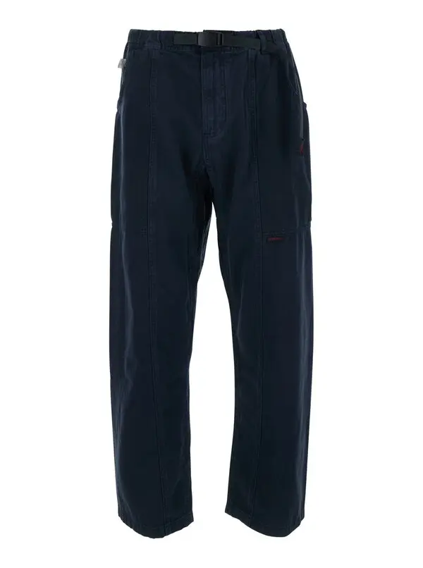 Gramicci Straight-leg Cotton Pants With Elastic Waist And Belt Loops For - Blu