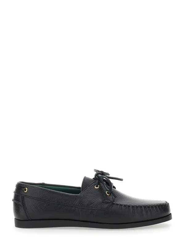 VINNY'S Leather Loafers With Almond Toe And Front Bow Laces