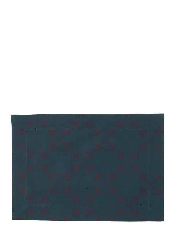 Off-White Arrow Jacquard Set Of Four Napkins In Cotton And Viscose - Blu