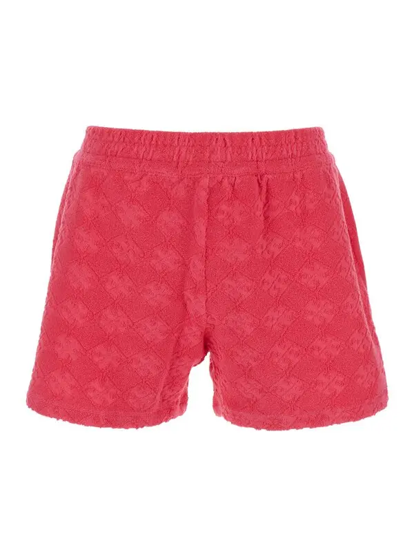 Tory Burch Logo-embroidered Cotton-blend Stretch Shorts With Elastic Waist