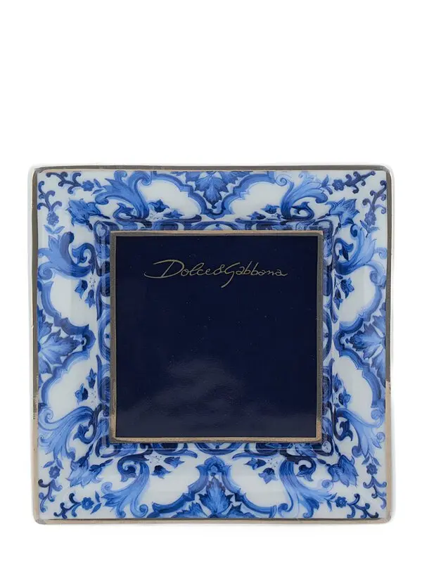 DOLCE & GABBANA CASA Porcelain Square Decorative Tray, 10 X 10 Cm, Mediterranean-inspired Motif - Blu