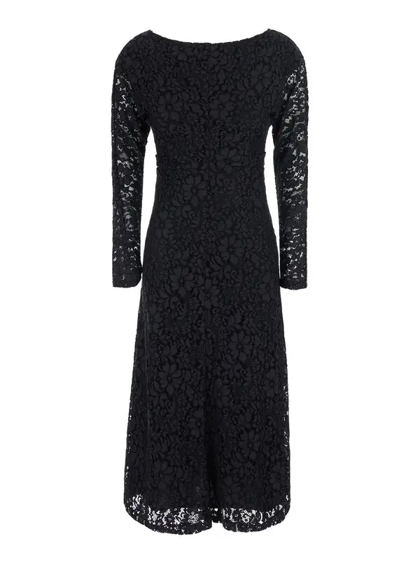 LEPLAIN Long Sleeve Lace Embroidered Long Dress With Round Neck