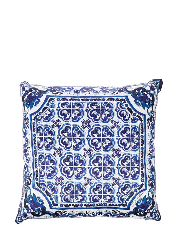 DOLCE & GABBANA CASA Small Square Cushion With Mediterranean Print, Removable Cover