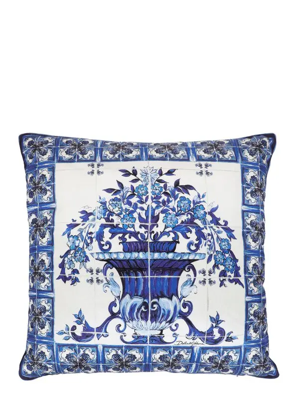 DOLCE & GABBANA CASA Square Floral Cotton Cushion With Zip Closure, 45x45 Cm