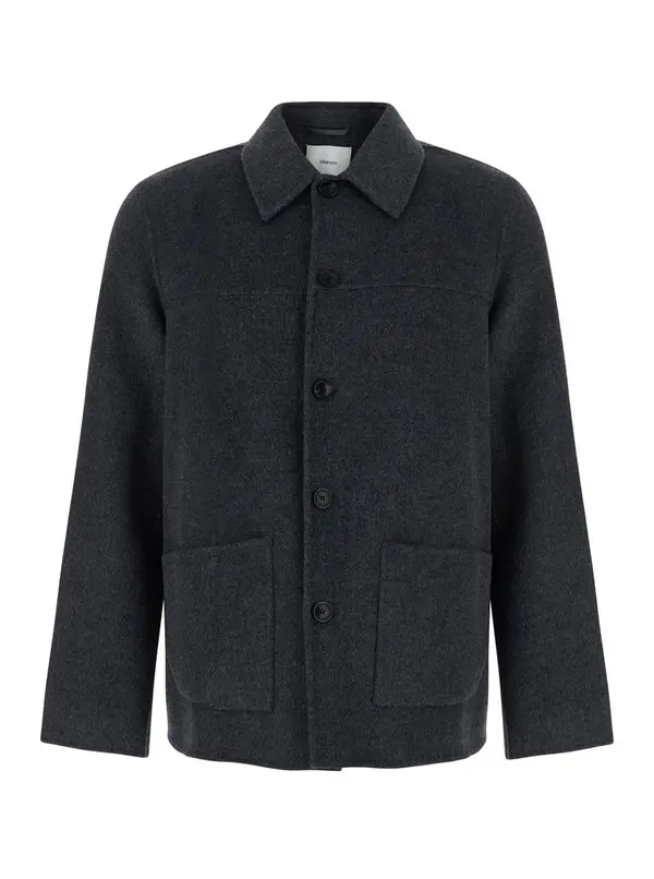 GRIFONI Wool-blend Jacket With Classic Collar And Front Patch Pockets