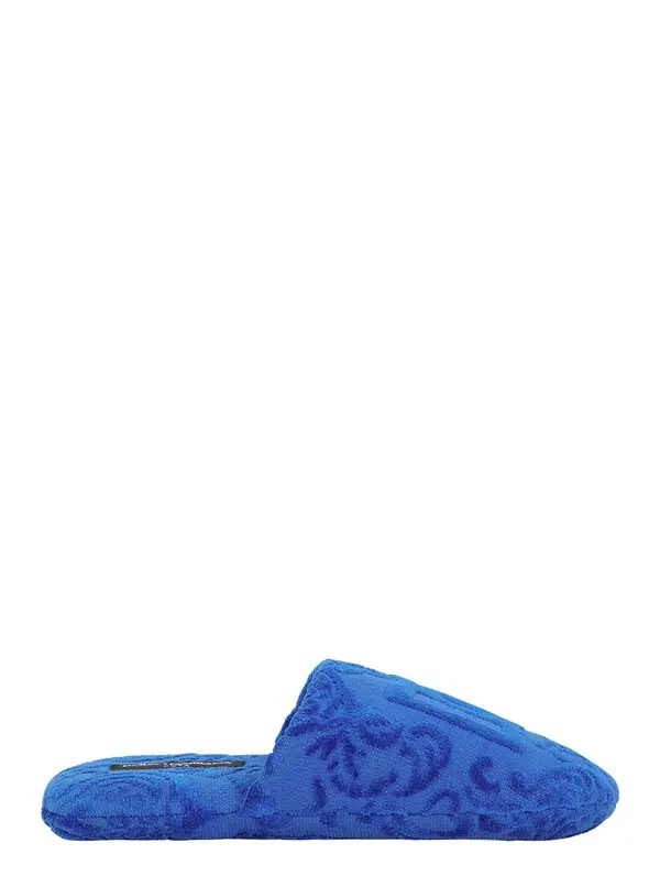 DOLCE & GABBANA CASA Blue Jacquard Tech Fabric Slippers - Blu