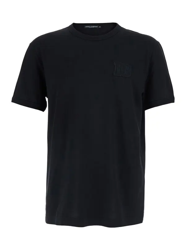 DOLCE E GABBANA Cotton Crew Neck T-shirt With Tone-on-tone Front Logo