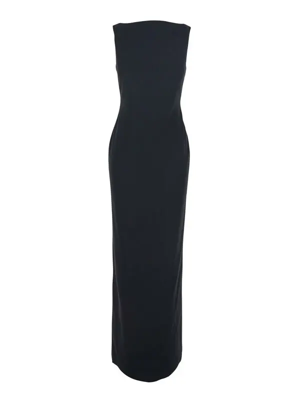 Solace London Long Dress With Square Neckline And Cut-out Back