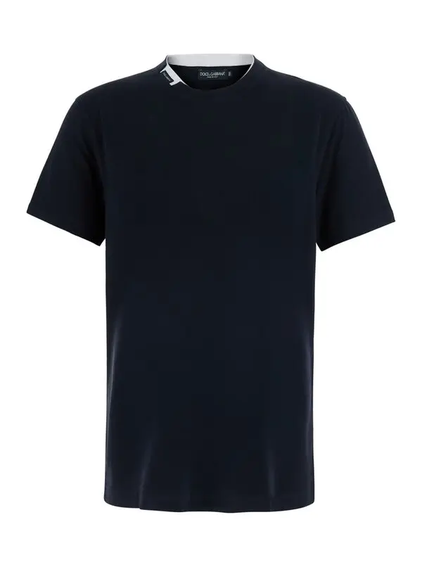 DOLCE E GABBANA Cotton Crew Neck T-shirt With Logo Neck Patch