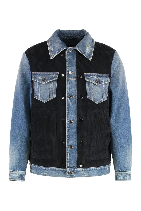 Dolce & Gabbana Padded Denim Jacket With Corduroy Inserts