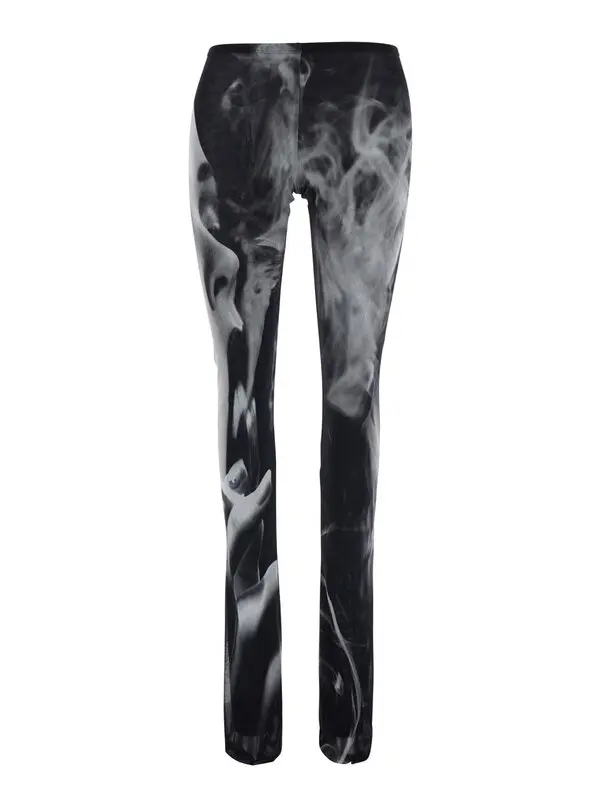 JEAN PAUL GAULTIER Tech Fabric High-waist Flared Pants With "smoking Women" Print - Black