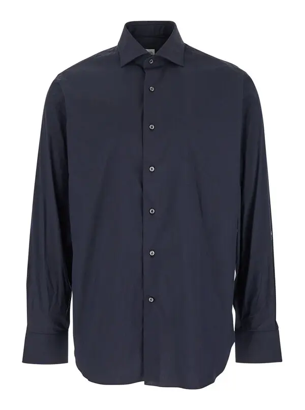 ALESSANDRO GHERARDI Stretch Cotton Blend Button-front Dress Shirt With Classic Collar